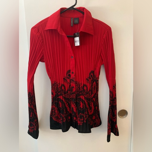 Nue Options | Tops | Nwt Bealls Red Black Blouse Petite Small | Poshmark